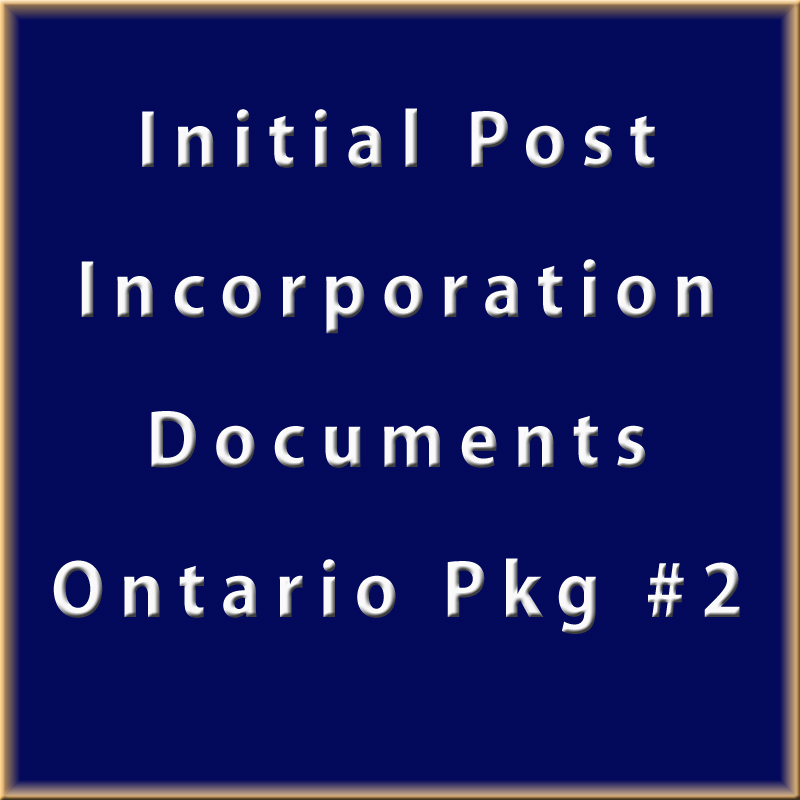 Initial Post Incorporation Documents - Ontario Pkg #2 - Resources For ...